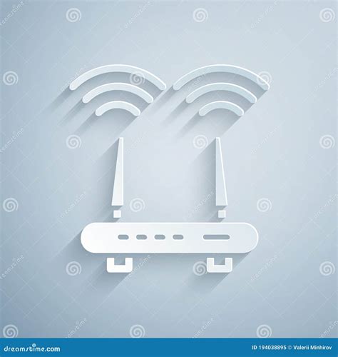 Paper Cut Router And Wi Fi Signal Icon Isolated On Black Background Wireless Ethernet Modem