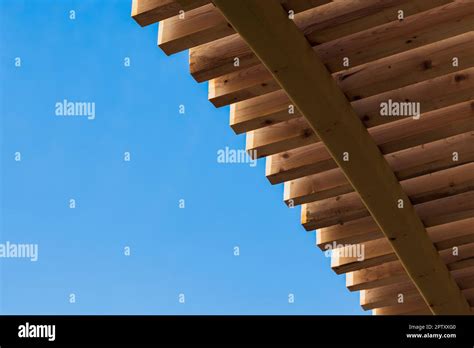 Abstract Parametric Architecture Photo New Wooden Roof Construction Is Under Blue Sky On A