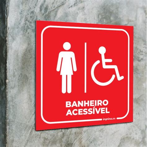 Placa Banheiro Feminino Acessível Quadrada Imprimavc
