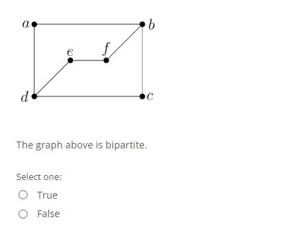 Solved The Graph Above Is Bipartite Select One True Chegg Com