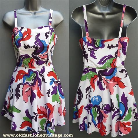Original Vintage 1940s Playsuit Sunsuit Beach Costume Bold Novelty Flo