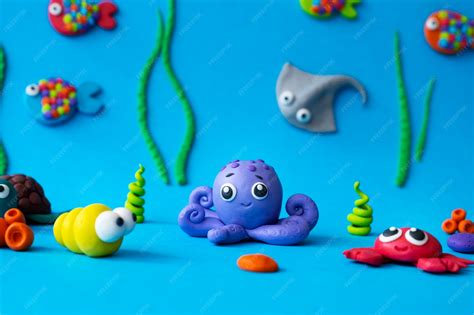 Fondo De Plastilina De Animales Marinos Foto Gratis