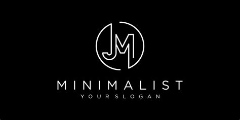 Initials Letter Jm Or J M Minimalist Simple Line Circle Shape Clean