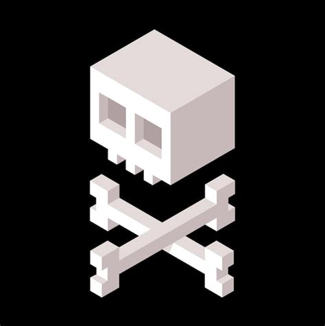 Premium Vector Low Poly Isometric Voxel Skull And Crossbones