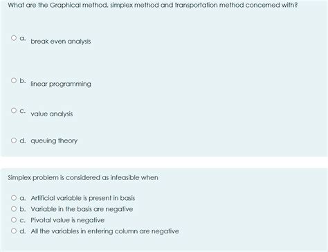What Are The Graphical Method Simplex Method And Transportation Method C