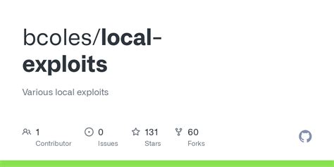 Github Bcoleslocal Exploits Various Local Exploits