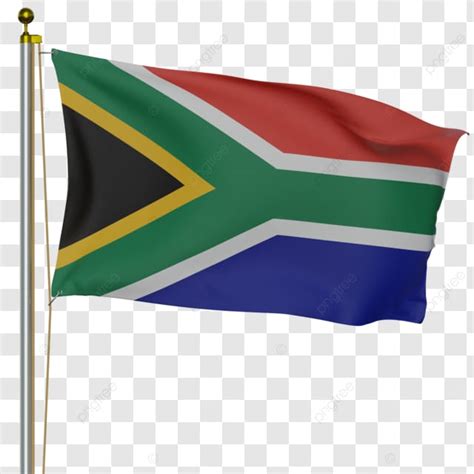 극과 함께 흔들며 남아 프리 카 공화국 깃발 투명 극을 흔들며 남아프리카 공화국 국기 펄럭이는 남아프리카 공화국 국기