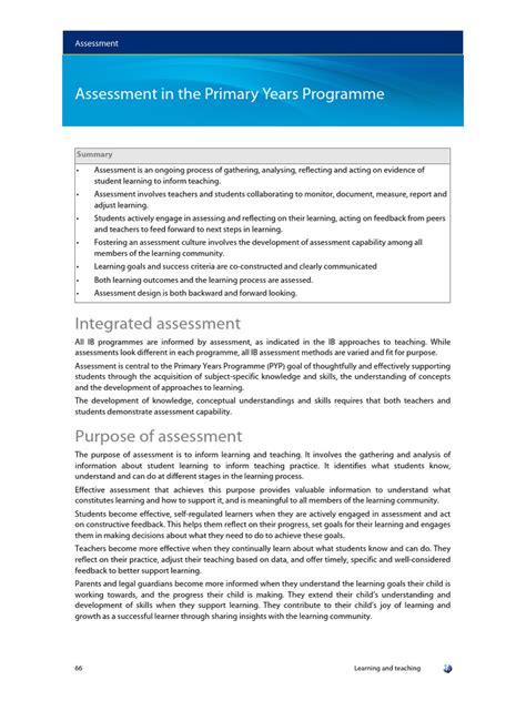 Assessment In The Pyp Principles Into Practice Pdf Educational Assessment Learning