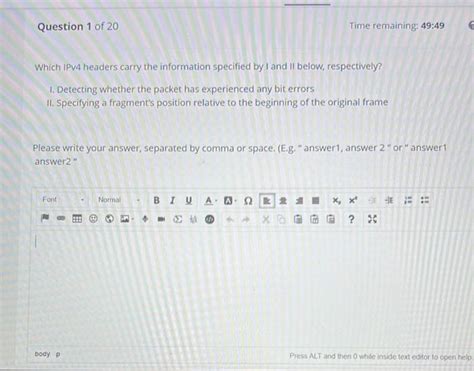 Solved Which Ipv4 Headers Carry The Information Specified By