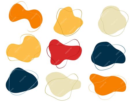 Premium Psd Shape Colourful Abstract Shapes With Outline Fluid Hand Drawn Organic Shapes