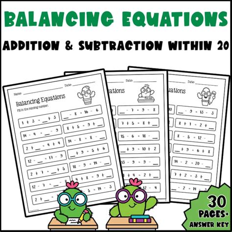 Back To School Balancing Equations Within 20 Addition And Subtraction