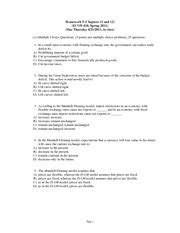 Econ 410 Hw5 Homework 5 Chapters 11 And 12 ECON 410 Spring 2011 Due Thursday 4 21 2011 In