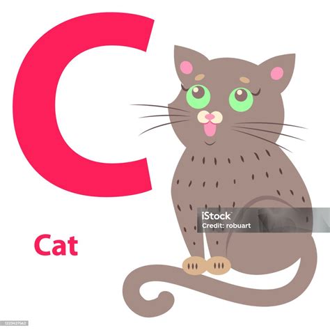 귀여운 고양이와 문자 C에 대한 알파벳 그림 귀여운에 대한 스톡 벡터 아트 및 기타 이미지 귀여운 말하기 애완고양이 Istock