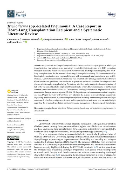 Pdf Trichoderma Spp Related Pneumonia A Case Report In Heart Lung Transplantation Recipient