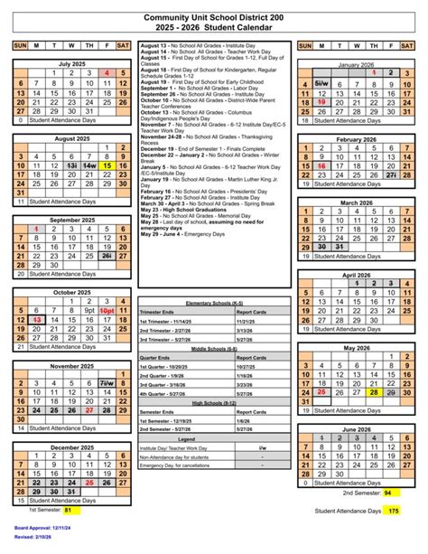 Cusd District 200 Calendar 25 26 [pdf] Revised Educounty
