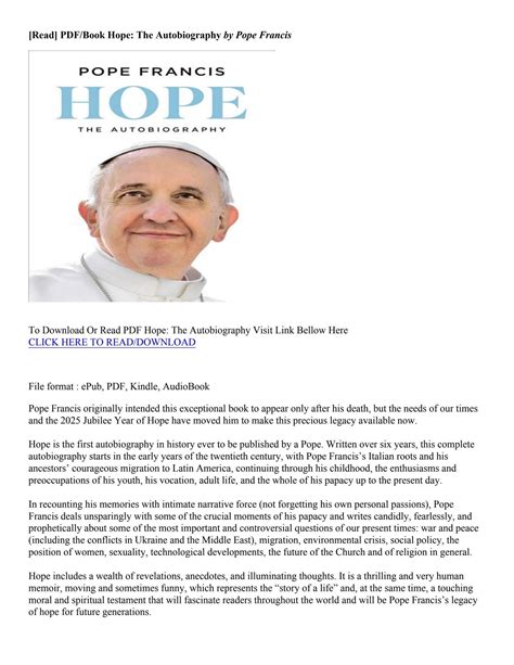 Pdf Download Hope The Autobiography By Pope Francis By