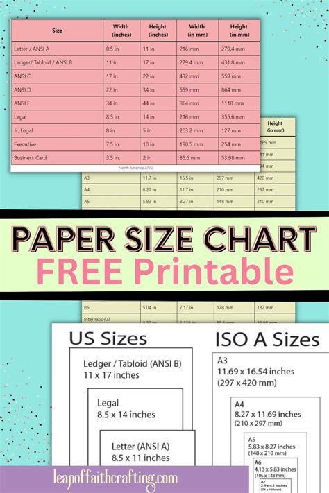 Printable Paper Size Chart Free Paper Sizes Chart Printable Paper
