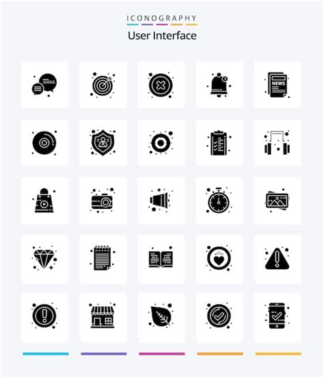 Free Vector Creative User Interface 25 Glyph Solid Black Icon Pack