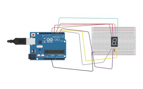 Circuit Design 7 სეგმენტა ინდიკატორზე Tinkercad