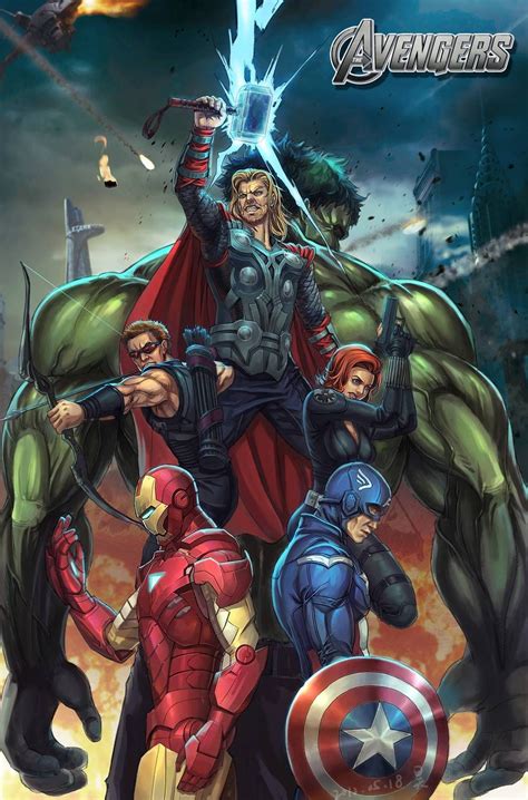 Manga Drawing Avengers Black Widow Bruce Banner Captain America