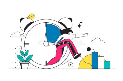 Time Management Outline Illustration Stock Vector Illustration Of