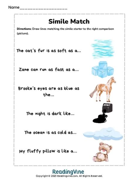 Simile Worksheets Readingvine