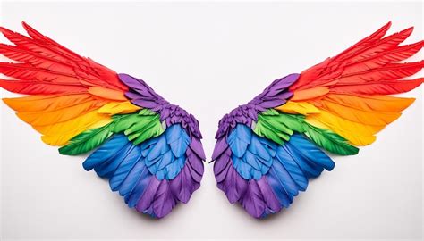 Rainbow Pride Wings Isolated On White Background Premium Ai Generated