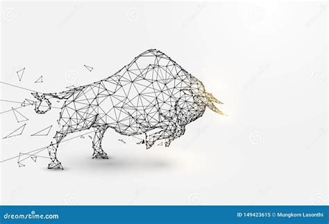 angry bull lines triangles and particle style design stock vector
