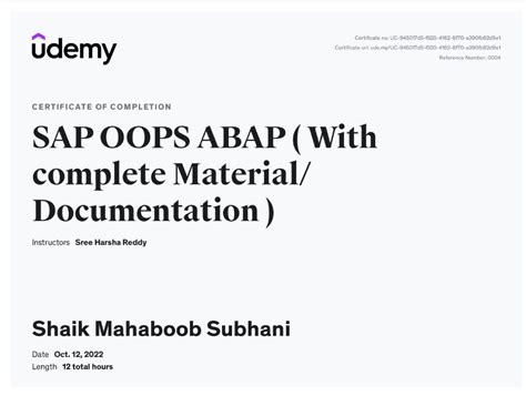 Shaik Mahaboob Subhani On Linkedin Sap Oops Abap Oops Wipro Udemy