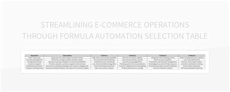 Free Selection Table Templates For Google Sheets And Microsoft Excel Slidesdocs