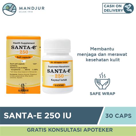 Santa E 250 Iu 30 Kapsul Suplemen Vitamin E Dan Kesehatan Kulit