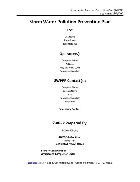 Swppp Plan Template