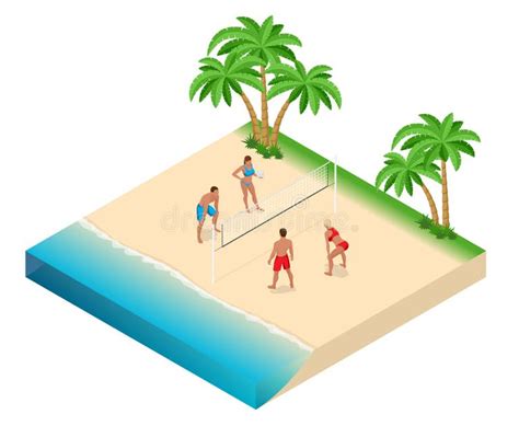 El Jugador De La Bola Del Voleo De La Playa Salta En La Red E Intenta