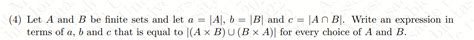 Solved Let A And B Be Finite Sets And Let A A B B