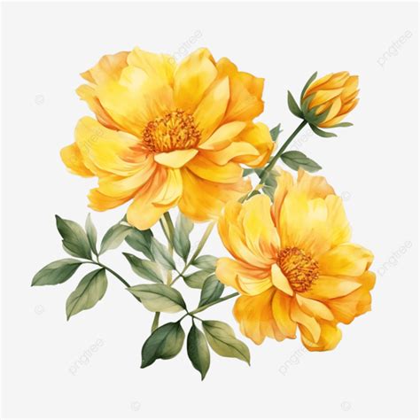 장식 요소에 대한 노란색 꽃 수채화 스타일 꽃 플로라 꽃잎 Png 일러스트 및 이미지 에 대한 무료 다운로드 Pngtree