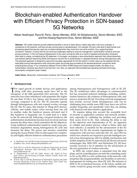 Pdf Blockchain Enabled Authentication Handover With Efficient Privacy Protection In Sdn Based