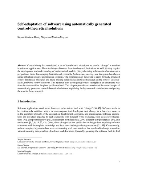 Pdf Self Adaptation Of Software Using Automatically Generated Control