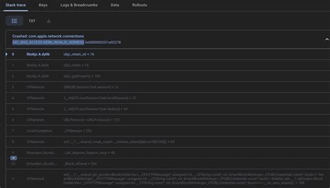 Ios Crashednnections Excbadaccess Kern