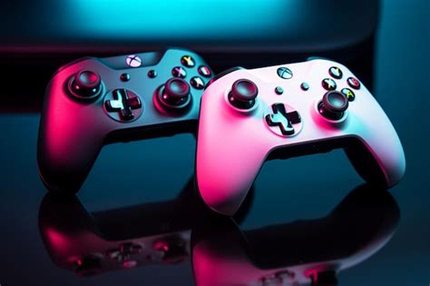Premium Ai Image Two Gaming Controllers Aligned On A Surface Inviting