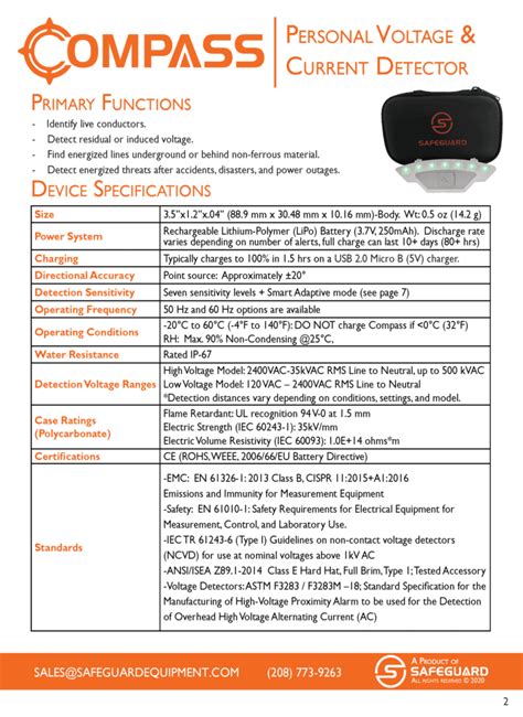 Compass® Personal Voltage And Current Detector Safeguard Equipment
