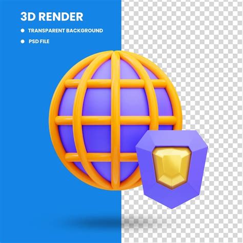Premium Psd 3d Rendering Of Internet Cyber Security Icon Illustration Safe Protected