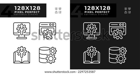Computer System Settings Pixel Perfect Linear Stock Vector Royalty Free 2297253587 Shutterstock