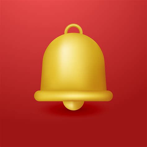3d Notification Gold Bell Icon Isolated On Red Background 3d Render