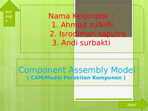Ppt Component Assembly Model Cam Model Perakitan Komponen