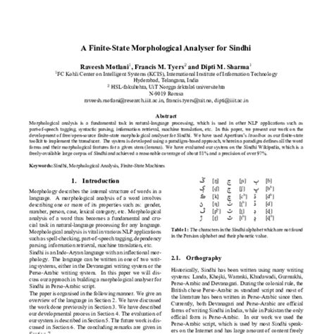A Finite State Morphological Analyser For Sindhi Acl Anthology