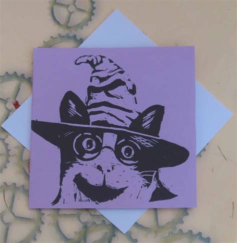 Harry Potter Cat Art Greeting Card From Origina Folksy