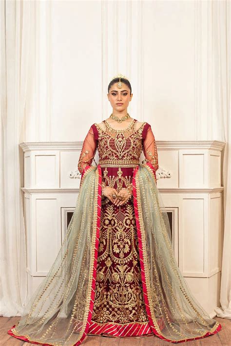 Mushq Hemline Aura Debut Wedding Formals Scarlet Rang E Khaas