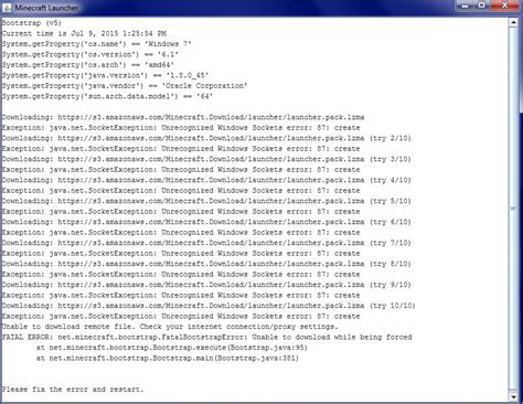 Minecraft Fehler Socketexception Unrecognized Windows Sockets Error 87 Create Hilfe