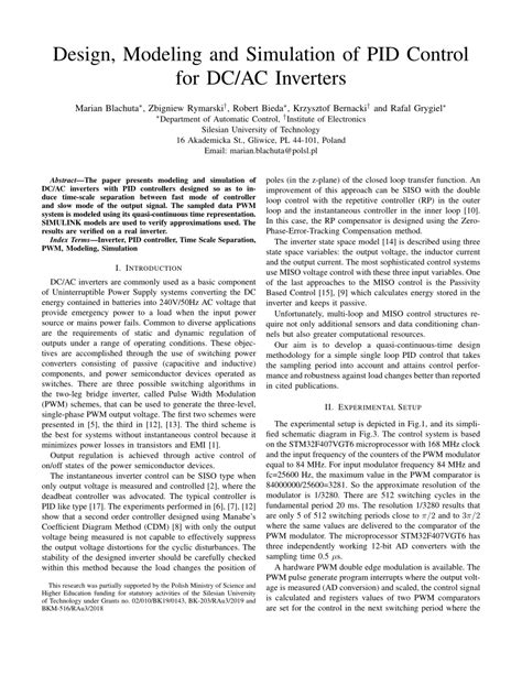 Pdf Design Modeling And Simulation Of Pid Control For Dcac Inverters