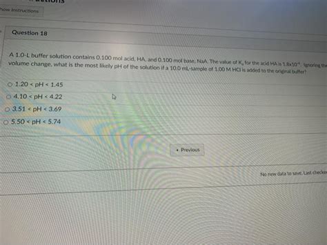 solved how instructions question 18 a 1 0 l buffer solution